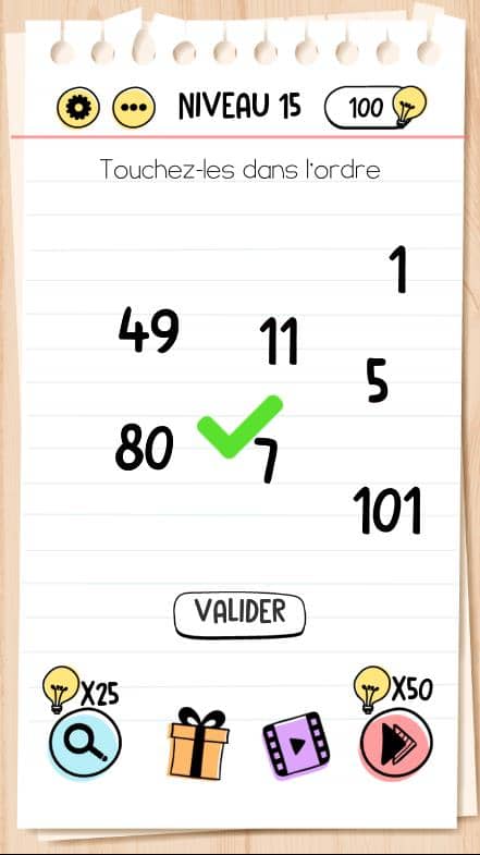 solution Brain Test Niveau 15 - android & iphone